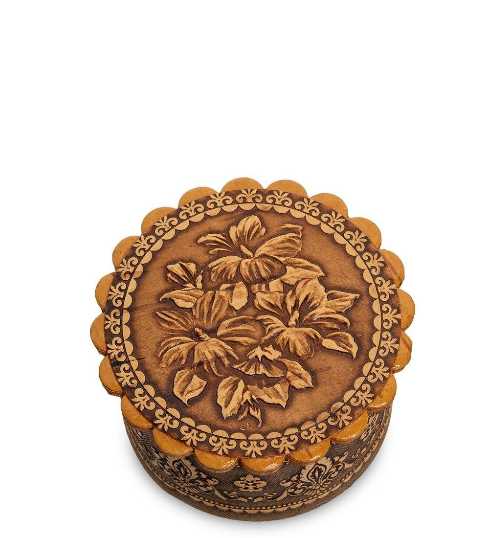 Шкатулка Цветы (береста) A2143940 Народные промыслы, Береста, Россия