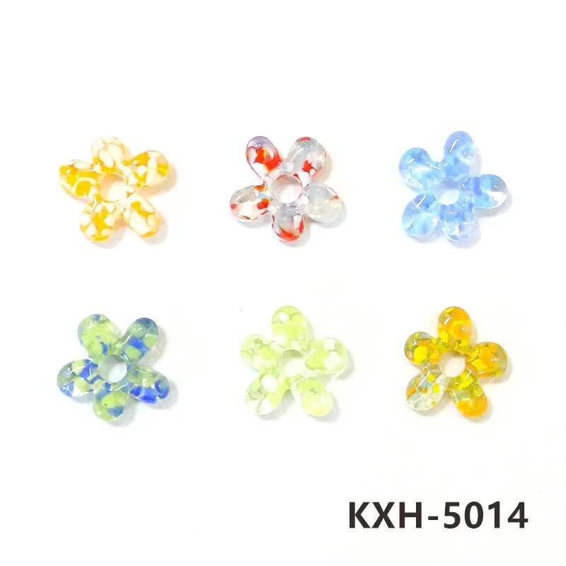 Стеклянные цветы KXH-5014, 6 шт, Белый