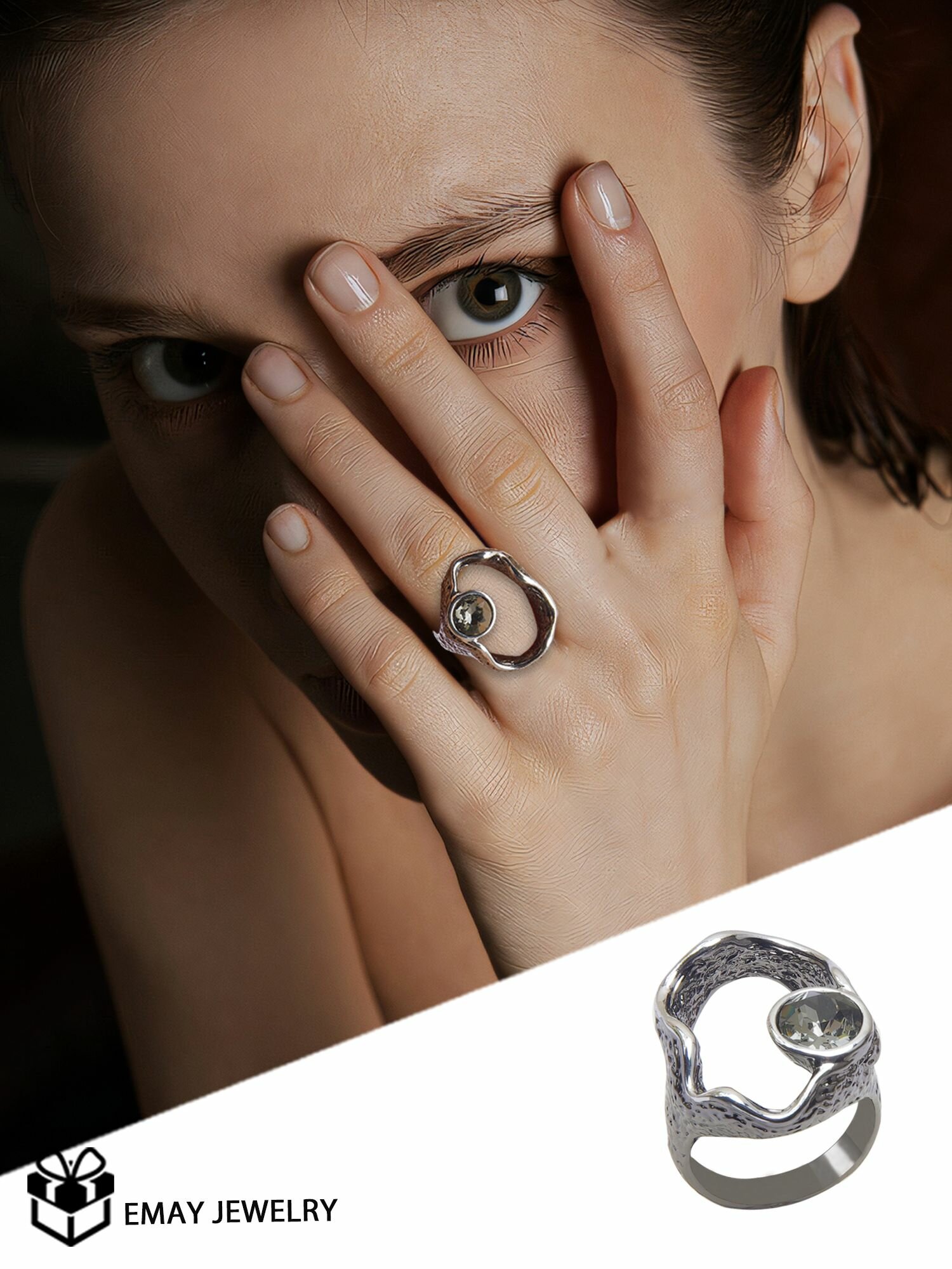 Кольцо, искусственный камень, шпинель синтетическая