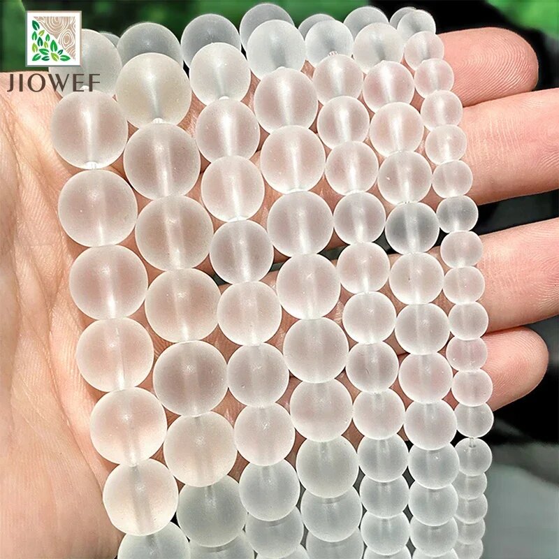Бусины из матового белого кварца JIOWEF 4/6/8/10/12 мм 12mm-about 30pcs