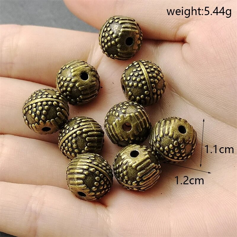 Бронзовые шарики для бижутерии, 1.1-1.2 см, 5.44г, Color: 02 bronze