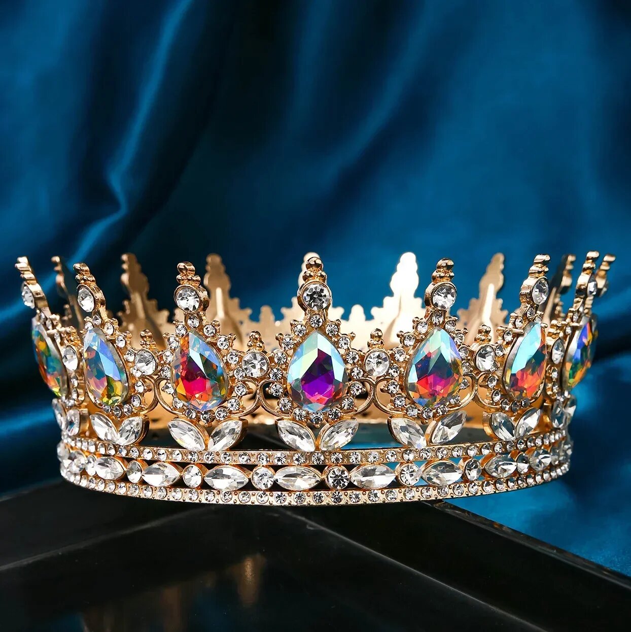 Круглая свадебная корона из горного хрусталя C11 G-ab