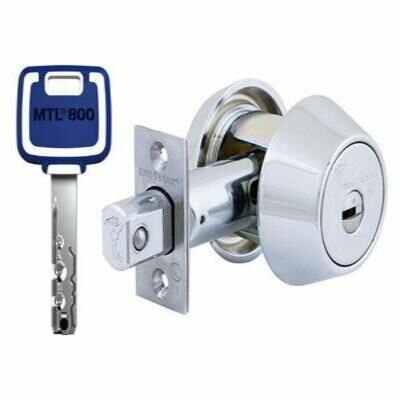 Замок врезной Дед-Болт Mul-T-Lock MTL800 /MT5+Никель-сатин , ключ- вертушка