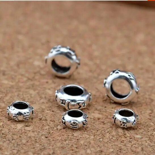 Серебряные бусины 925, 6mm, OM Mani Padme Hum