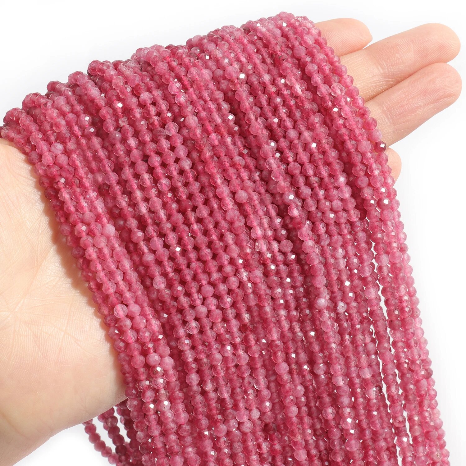 Красные турмалиновые бусины Xilitata 2/3/4 мм Бордовый, 4mm (approx 91pcs), Pink Tourmaline