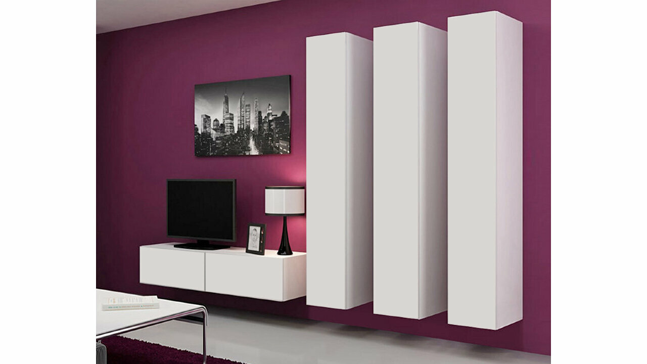 Гостиная Виго 14 Белый Фасадный 0101 NEW 260x42x180 см, Дом мебели для вас