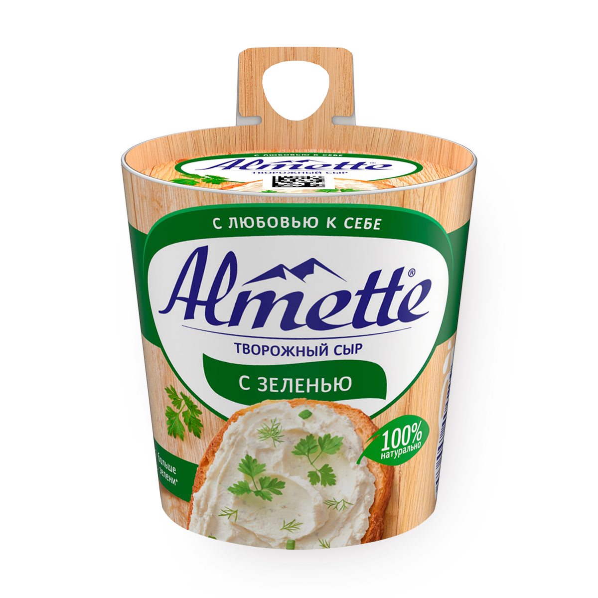 Сыр творожный Hochland Almette, с зеленью, 60 % жирности, 150 грамм