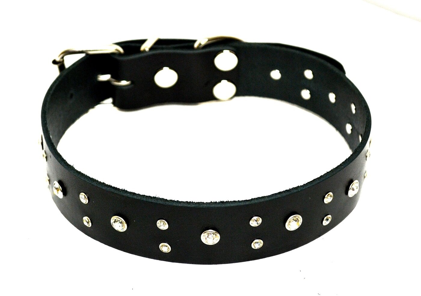 Кожаный ошейник CHOKERZ со стразами для больших и средних собак 35 мм 60 см