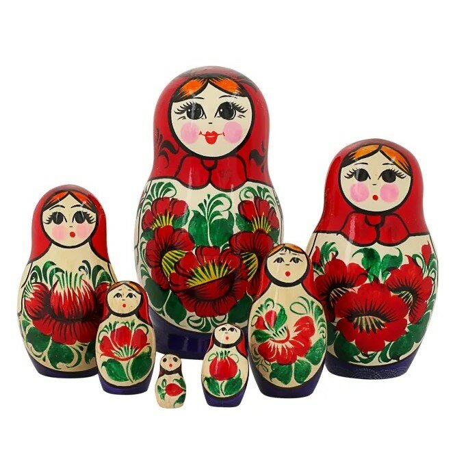 Матрешка вятская 7 пр. сувенирная расписная