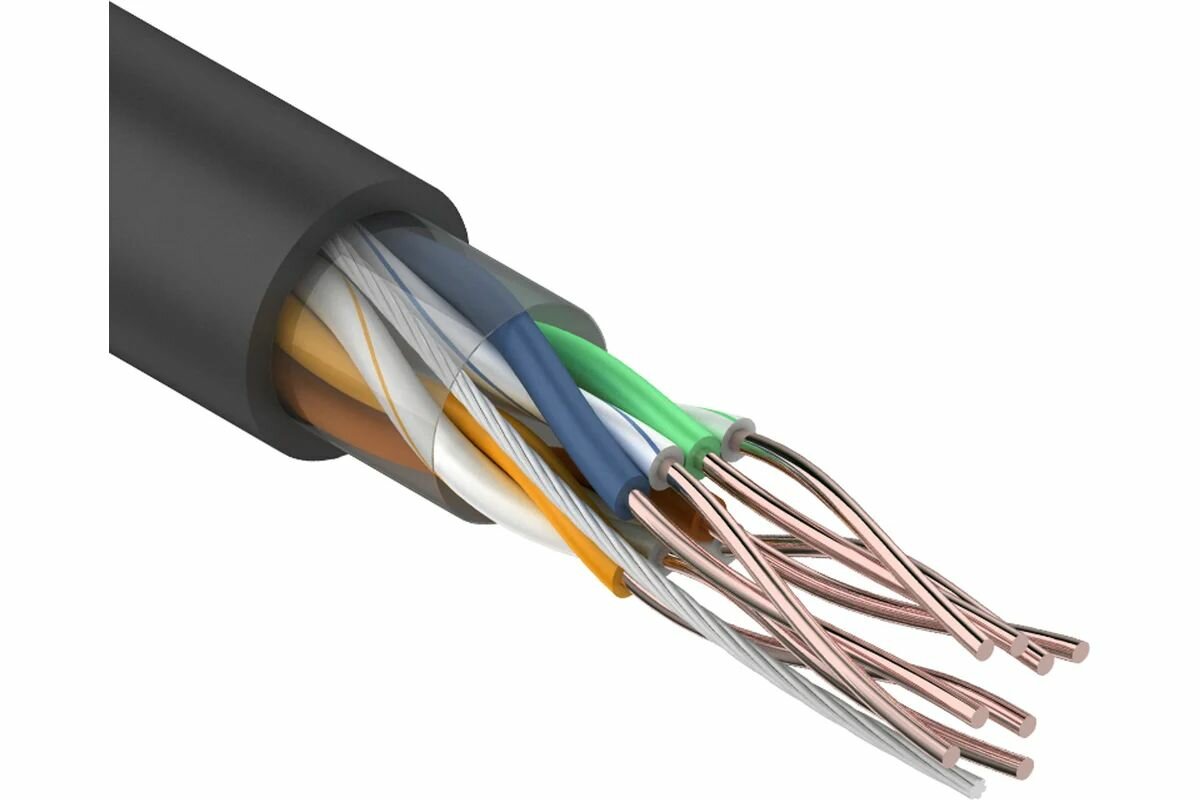 Кабель витая пара UTP REXANT CAT 5e, ZH нг(А)-HF, 4PR, 24AWG, OUTDOOR черный, 305 м 01-0065