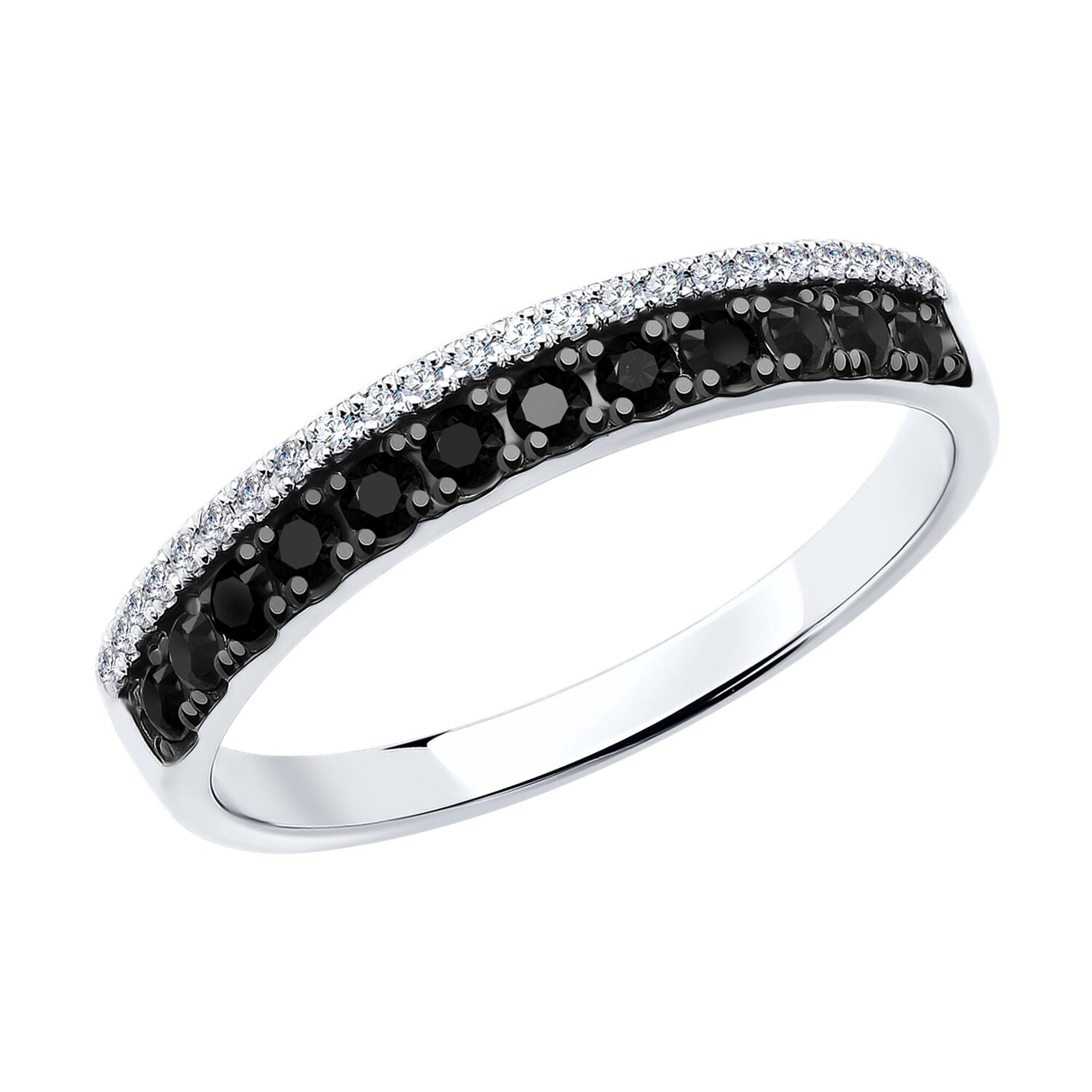 Кольцо дорожка, белое золото, 585 проба, бриллиант