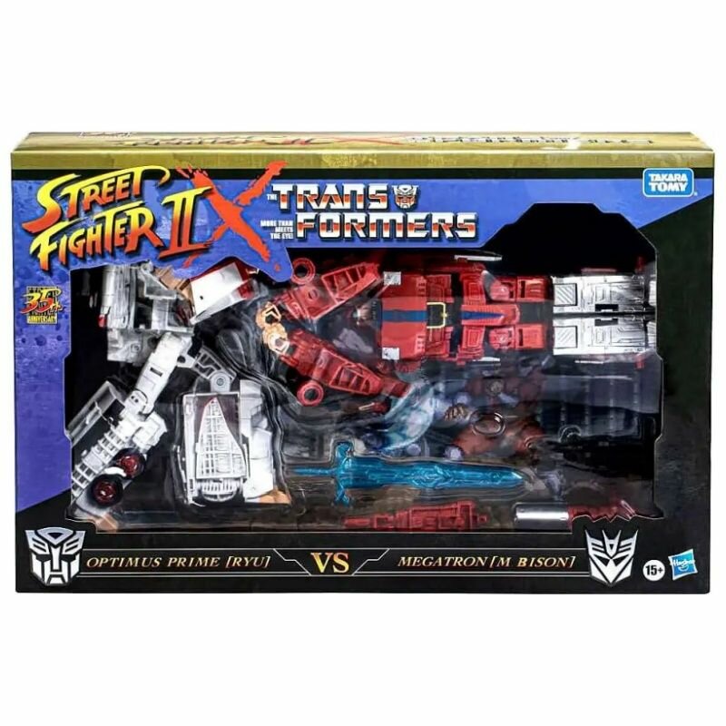 Трансформеры игрушки Hasbro Transformers Street Fighter II Collaborative Mash Up! Optimus Prime Ryu vs. Megatron M. Bison