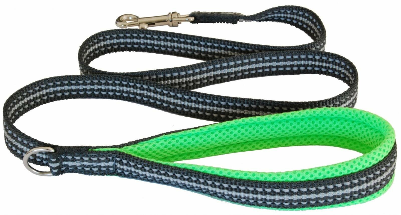 Мягкий светоотражающий поводок, неоновый зеленый (Италия)