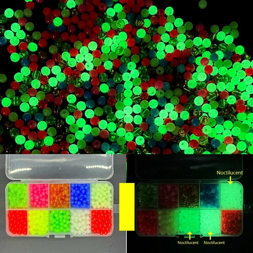 Рыболовные принадлежности, Набор светящихся бусин для рыбалки с мягкими приманками - 1 набор, 1000 штук