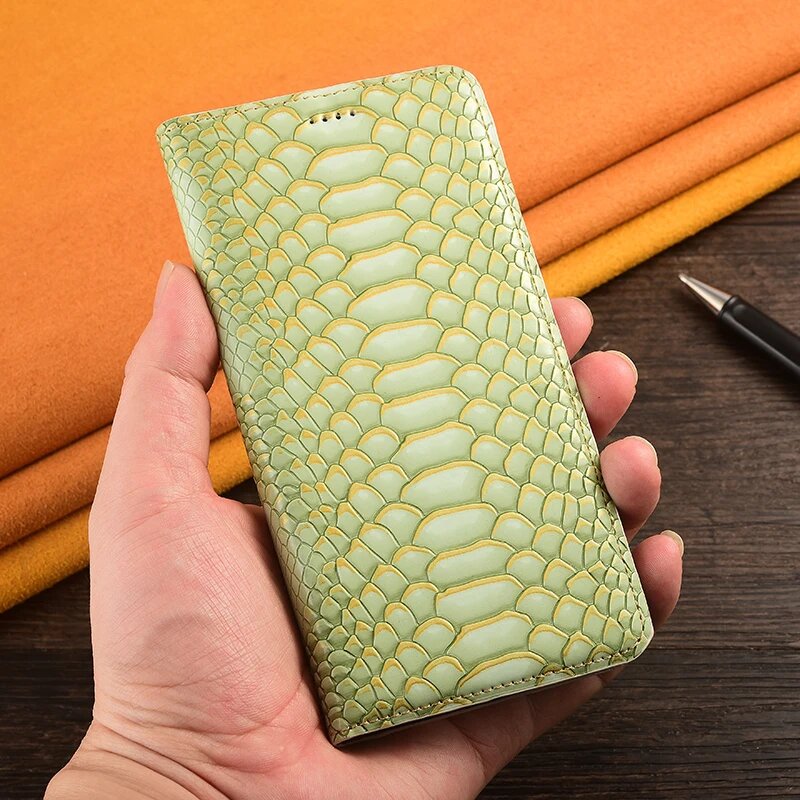 Кожаный чехол-книжка с тиснением под кожу питона для Tecno Spark 9 Light Green, Tecno Spark 20(4G)
