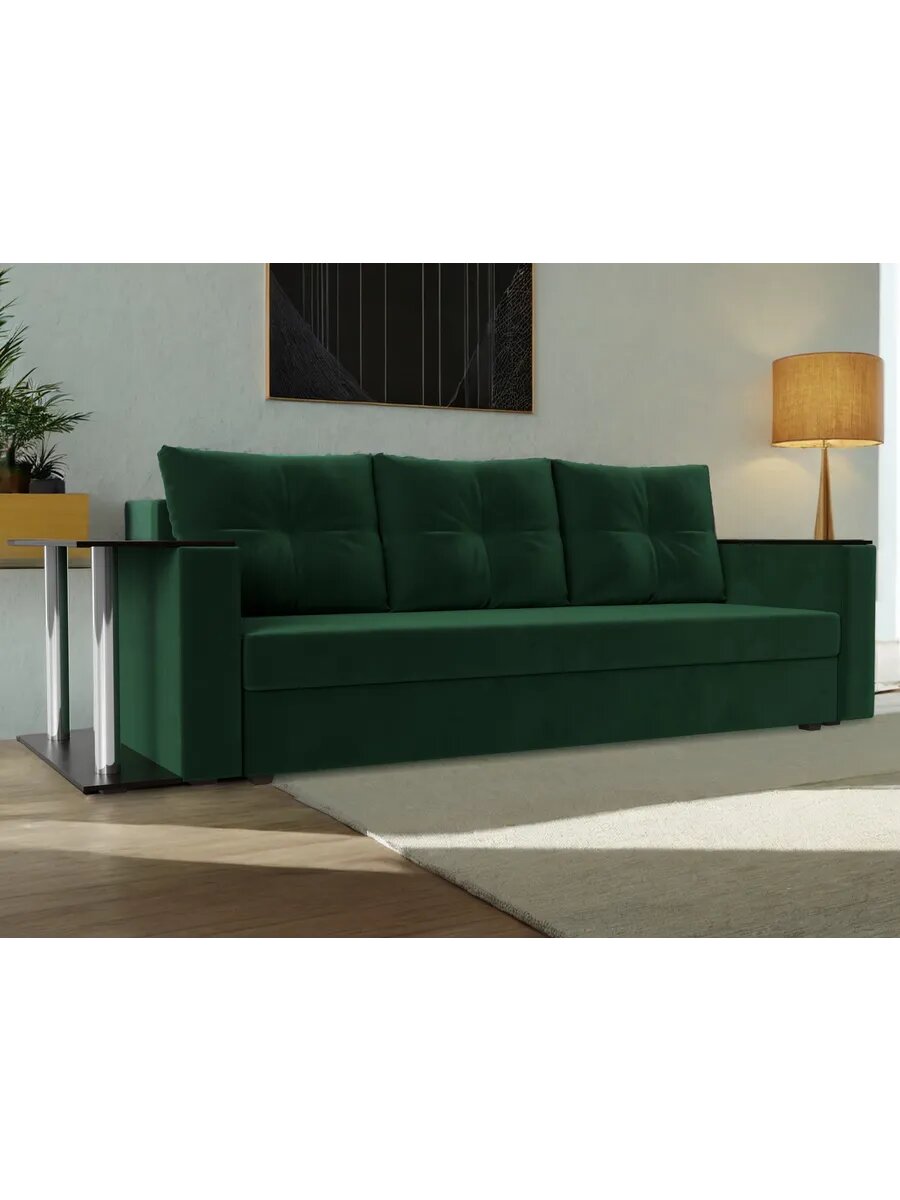 Раскладной прямой диван Атланта Лайт со столом слева