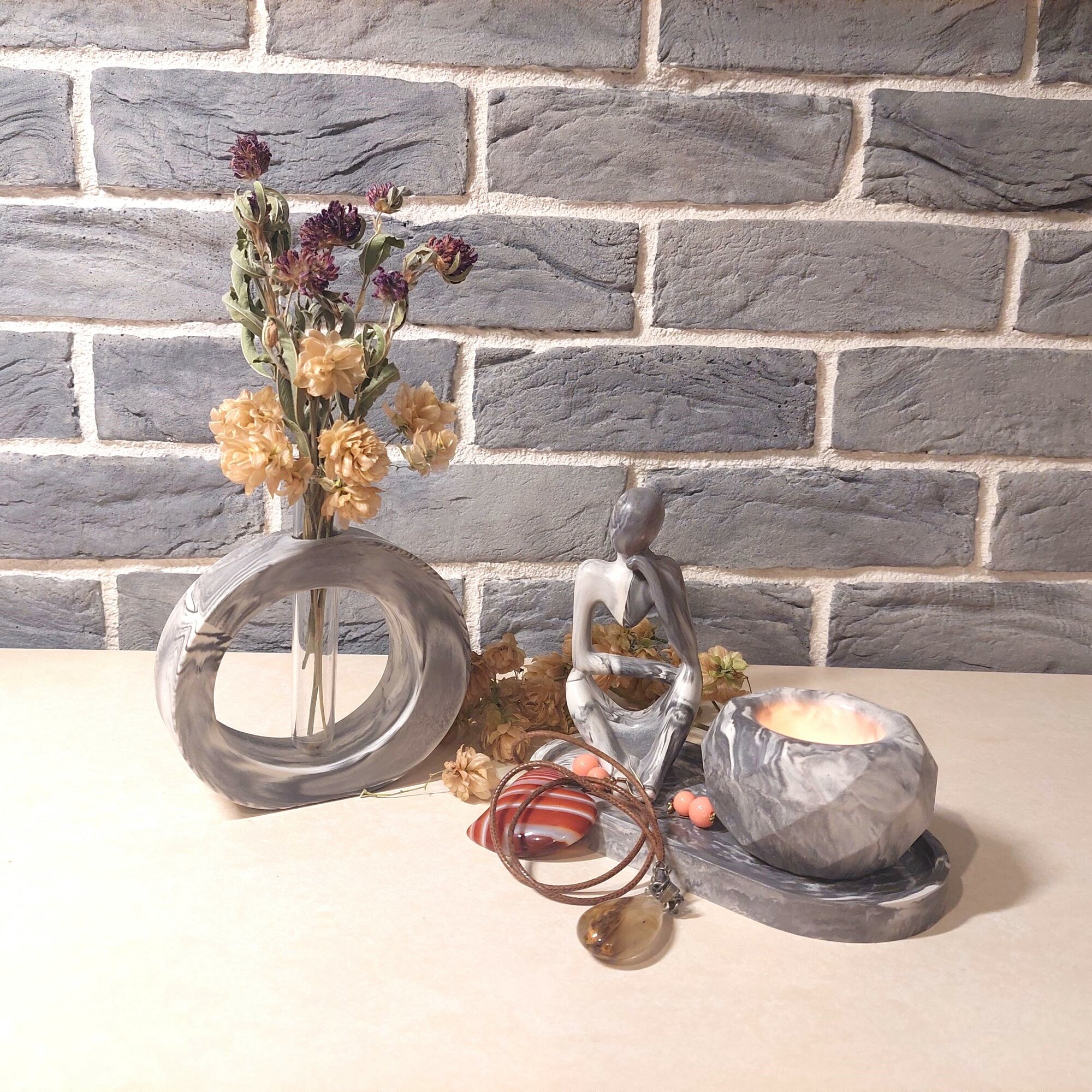 Набор для декора интерьера с вазой из высокопрочного гипса от "Ателье декора"