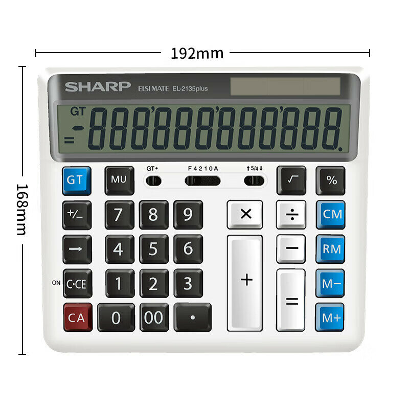 Sharp EL-2135 Plus White Fast Printing Financial Office Calculator Large Display Solar Dual Power Office Supplies 2135 Dual Power Upgrade Version
