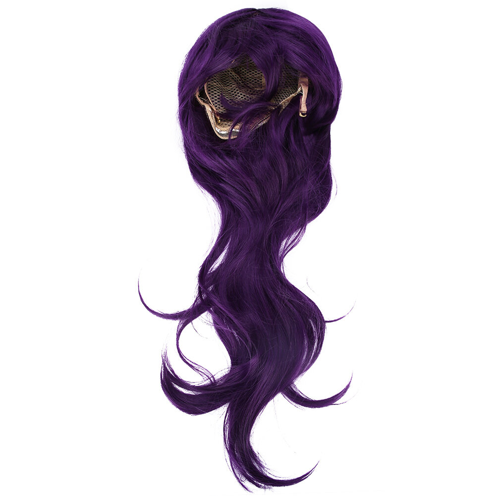 Длинные вьющиеся волнистые женские парики из синтетических волос с челкой для косплея, 70 см, фиолетовые