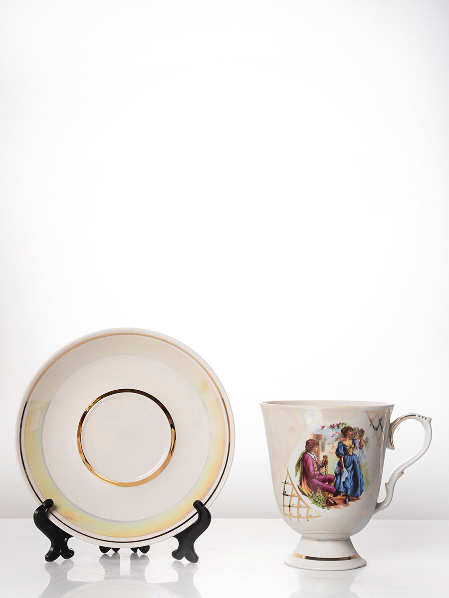 Бокал с блюдцем, ф. Классическая "Любовные истории" - 600мл, Дулевский фарфор