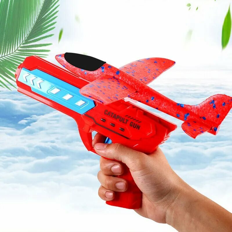 Самолет-пистолет "Метательный самолет", катапульта, воздушный транспорт, красный