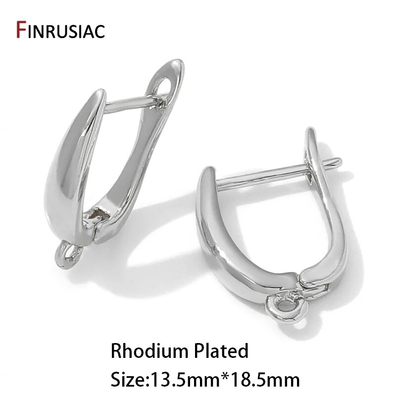 Швензы для сережек латунные позолоченные 18 карат FINRUSIAC 1 Pair, Rhodium plated