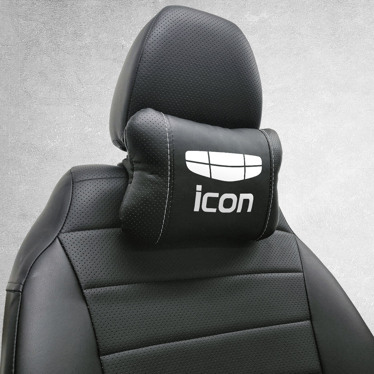 Подушка на подголовник автомобиля, под шею с логотипом Geely Icon. Тюнинг аксессуар для джили айкон.