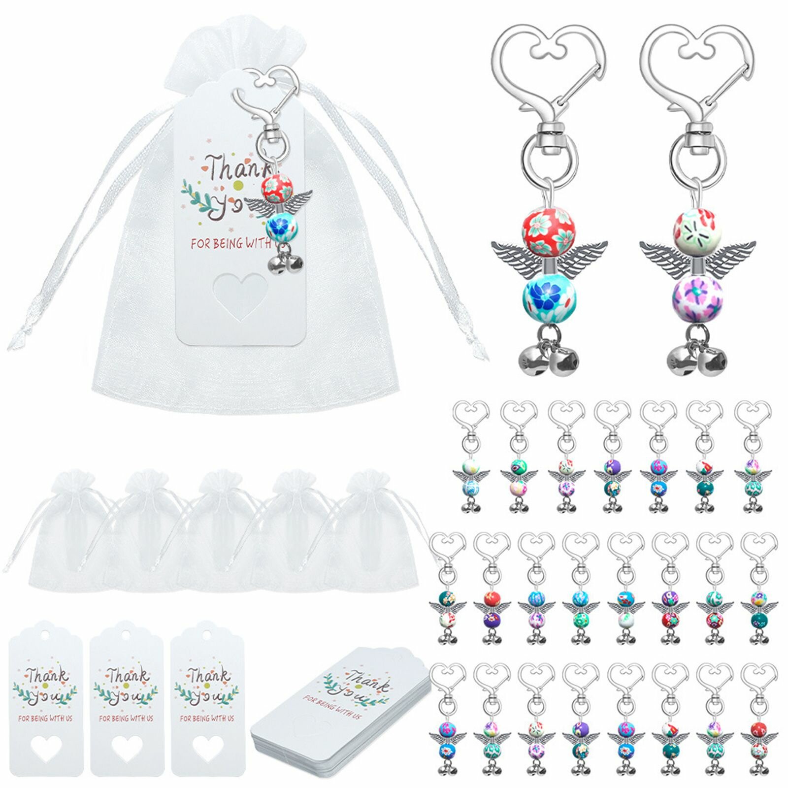 Тег "Ангел-хранитель" Брелки для ключей, сумка из пряжи, 24 комплекта украшений "Сделай сам" для украшения дома в честь дня рождения ребенка