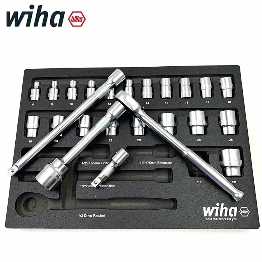 WIHA 44740, набор торцевых головок с трещоткой 1/2 дюйма, удлинительный рычаг-переключатель