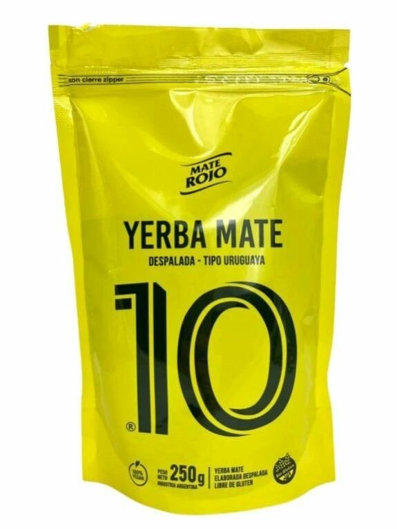 Йерба Мате (парагвайский чай) Mate Rojo Yerba Mate 10 YELLOW Despalada - tupo Uruguaya, 250 грамм