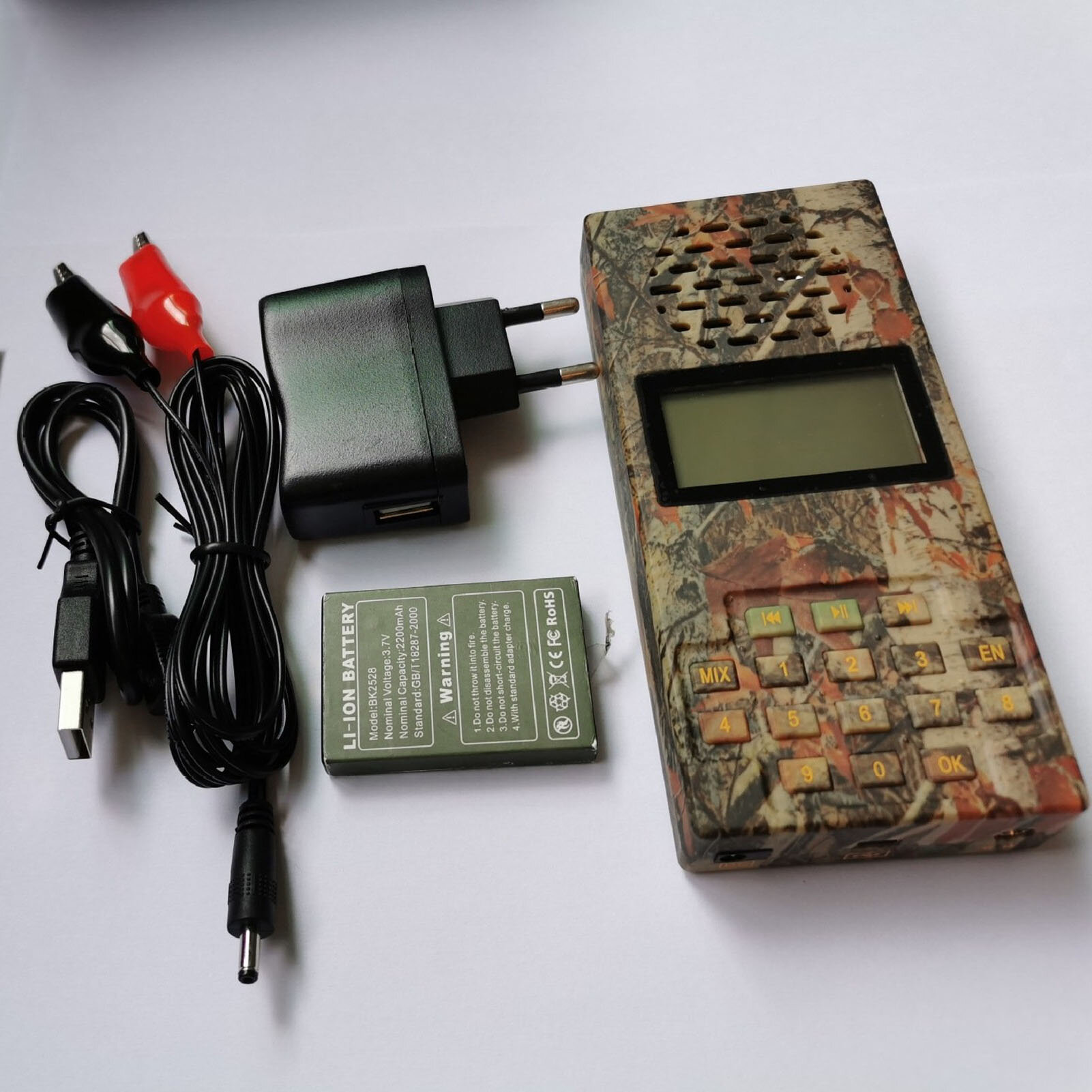 BK1526MIX Вилка европейского стандарта, 110‑220 В, перезаряжаемая электронная позывная для птиц со смешанным звуком, охотничье снаряжение