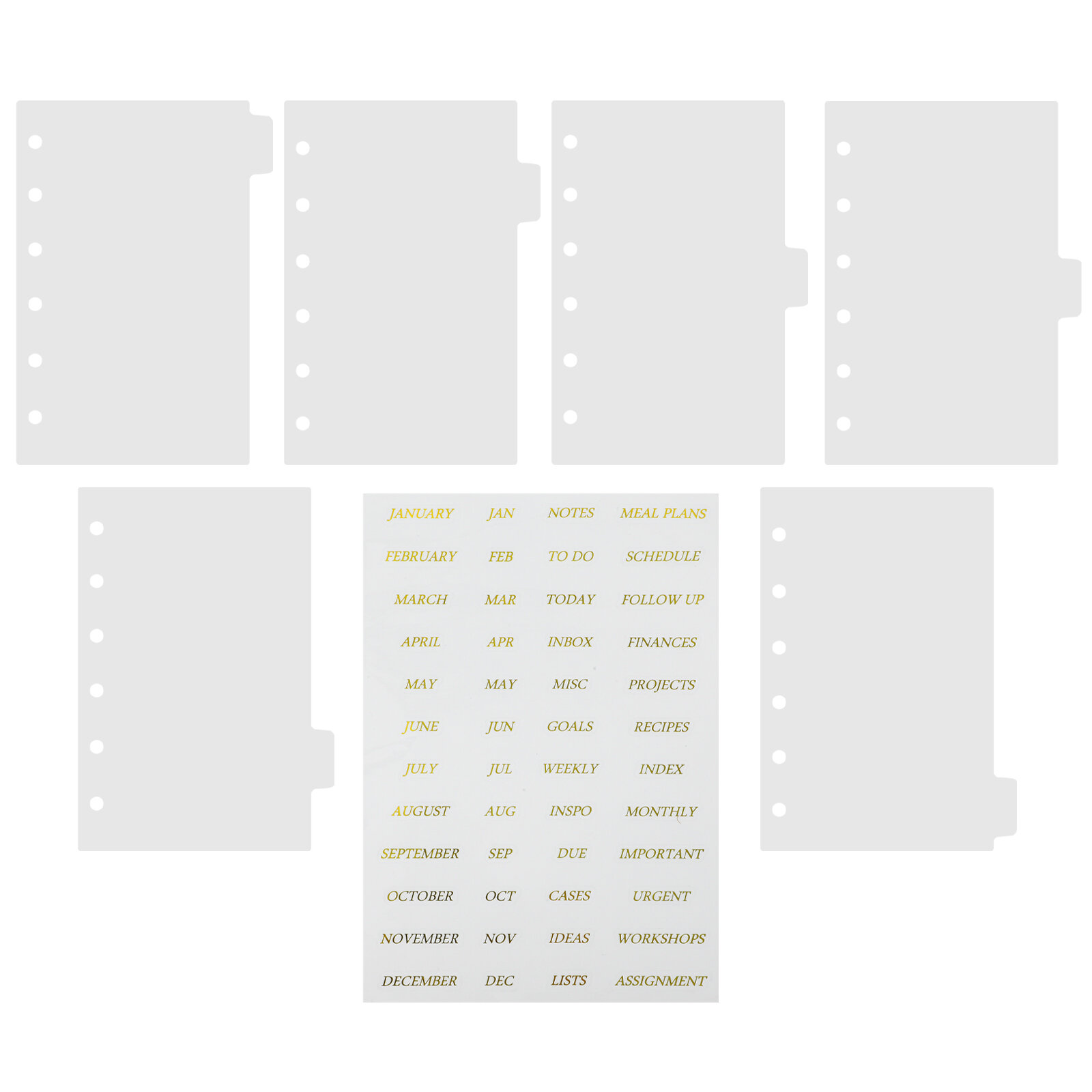 Прозрачные Разделители Для Блокнотов, 1 Комплект, С 6 Кольцами, Прямоугольной Формы, Для Создания Категорий