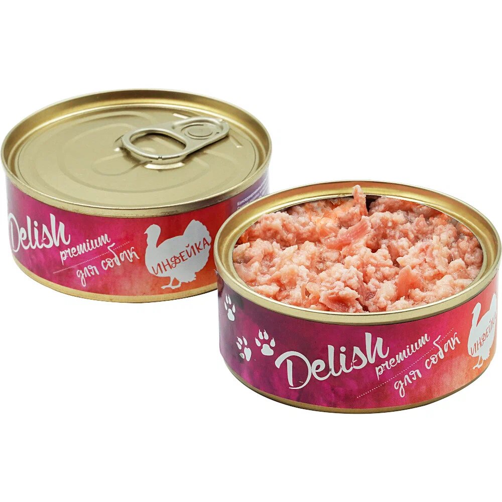 Влажный корм Delish (Делиш) premium консервы для собак, индейка, 100 гр