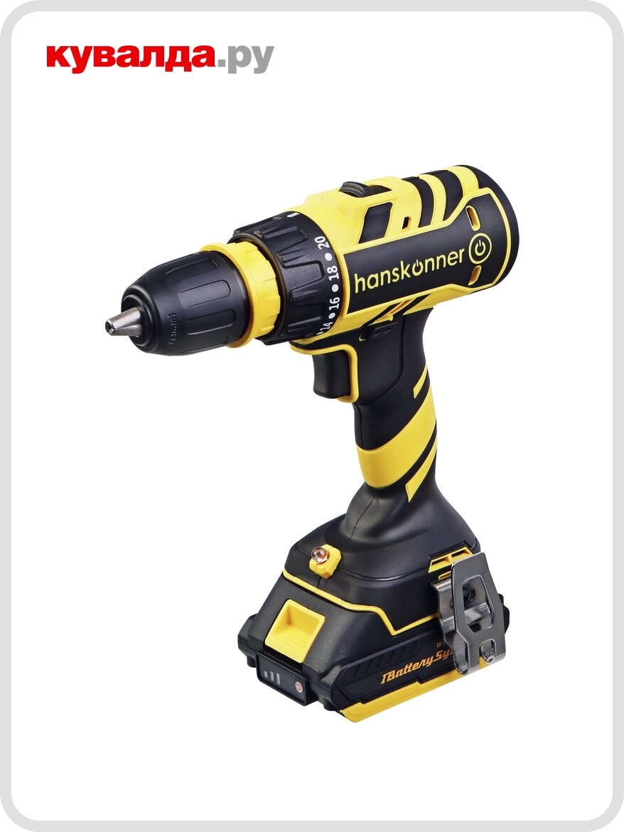 Дрель-шуруповерт аккумуляторная HANSKONNER HCD1865C