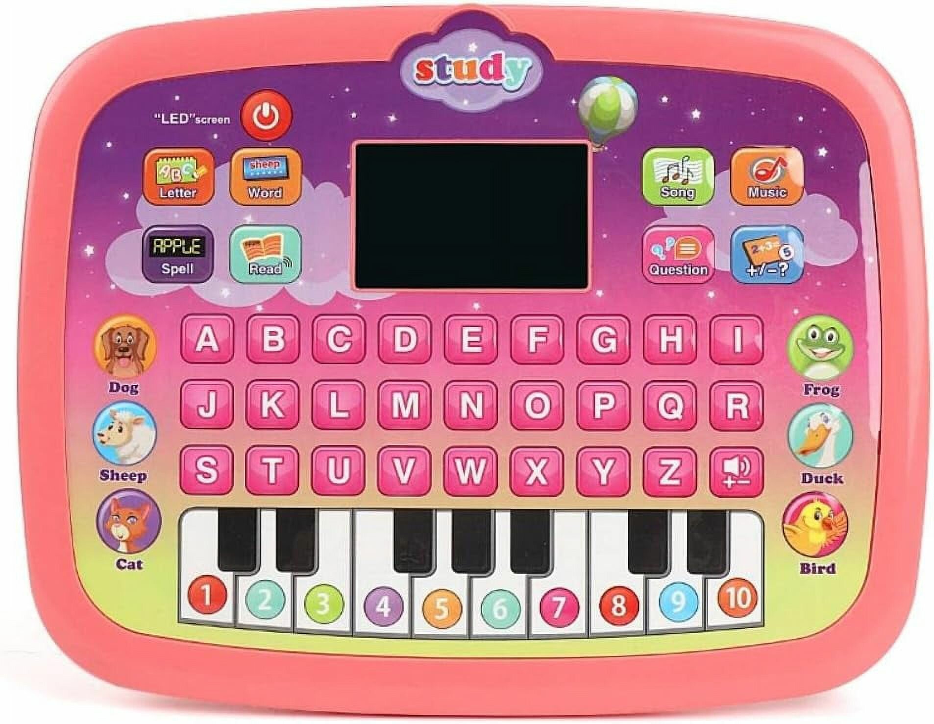 Игрушки для обучения детей 2 года, Планшет-игрушка, Образовательные игрушки с светом и музыкой, Подарок для изучения алфавита, Игрушки для детей возрастом 1-3 года, Розовый, Зеленый, Учат алфавит, цифры, слова, музыку, математику, Для девочек и мальчиков