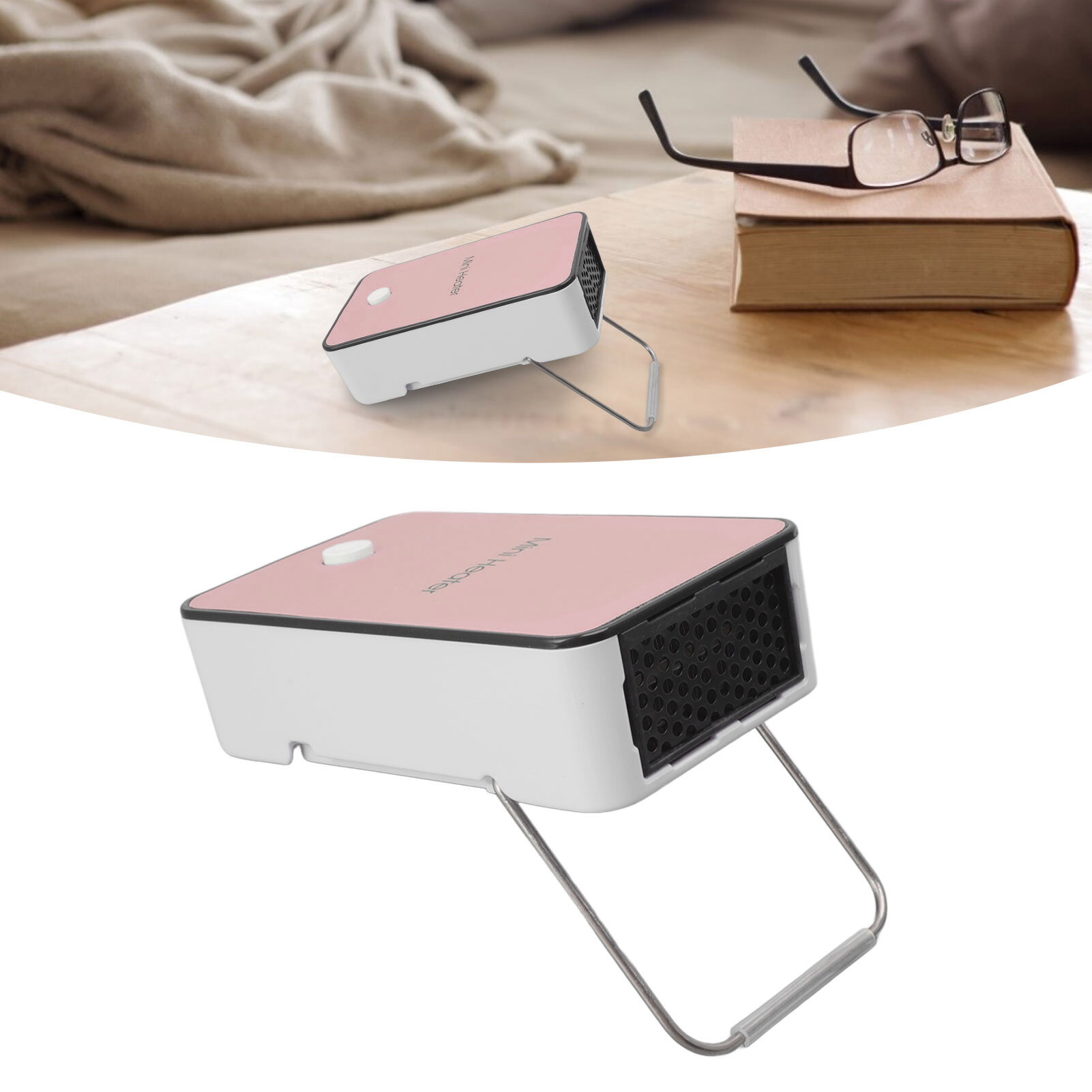 Мини-обогреватель розовый, быстрый нагрев, вращающийся держатель, противоскользящий портативный настольный обогреватель для домашнего офиса, общежития, вилка стандарта США, 110 Вт, 110 В