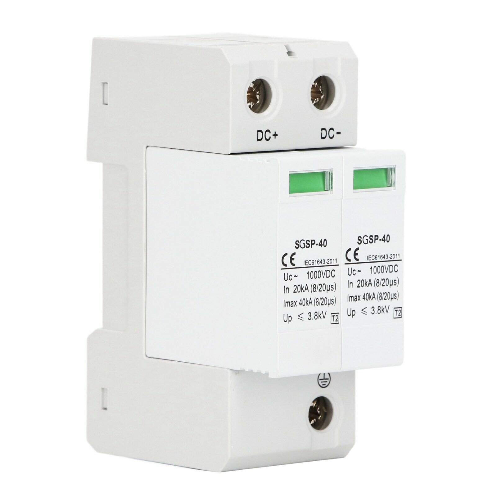 DC 1000V 40KA Устройство защиты от перенапряжения Разрядник Защитное устройство для фотоэлектрической энергосистемы Белый 2P