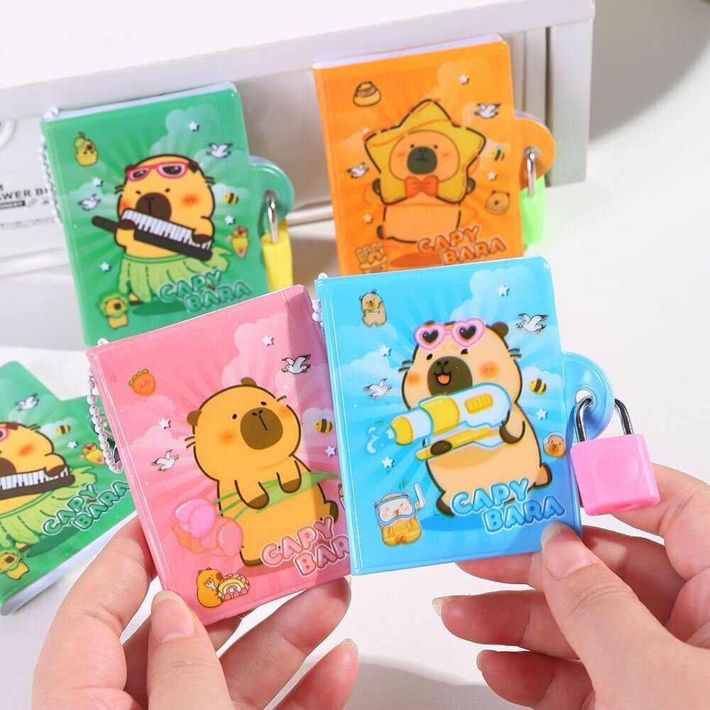 Блокнот для записей с наклейками Капибара, детский маленький стикербук для девочки, для рисования с водной мягкой обложкой