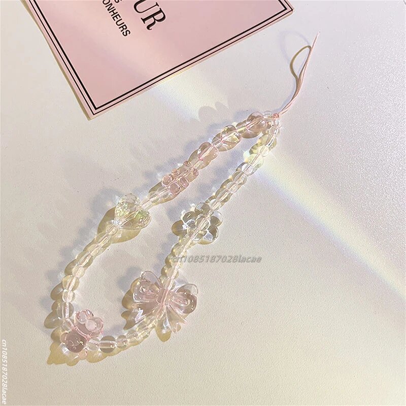 Корейский розовый медведь, бабочка, цветок, ремешок для телефона, подвеска-цепочка, ремешок для мобильного телефона, брелок для женщин и девочек, сумка для камеры, подвеска для чехла