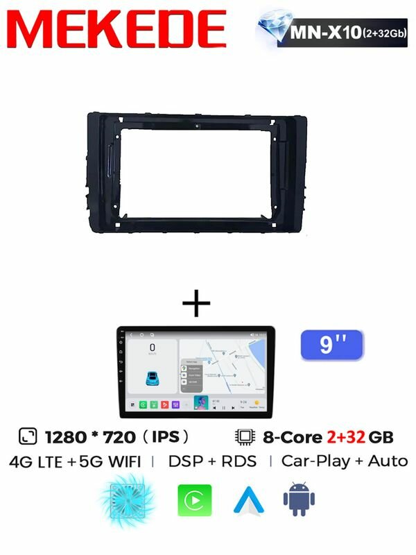 Магнитола 9" Mekede MN X10 Pro 2/32 Gb Volkswagen Viloran Sagitar Tayron T-ROC 2021-2022 carplay