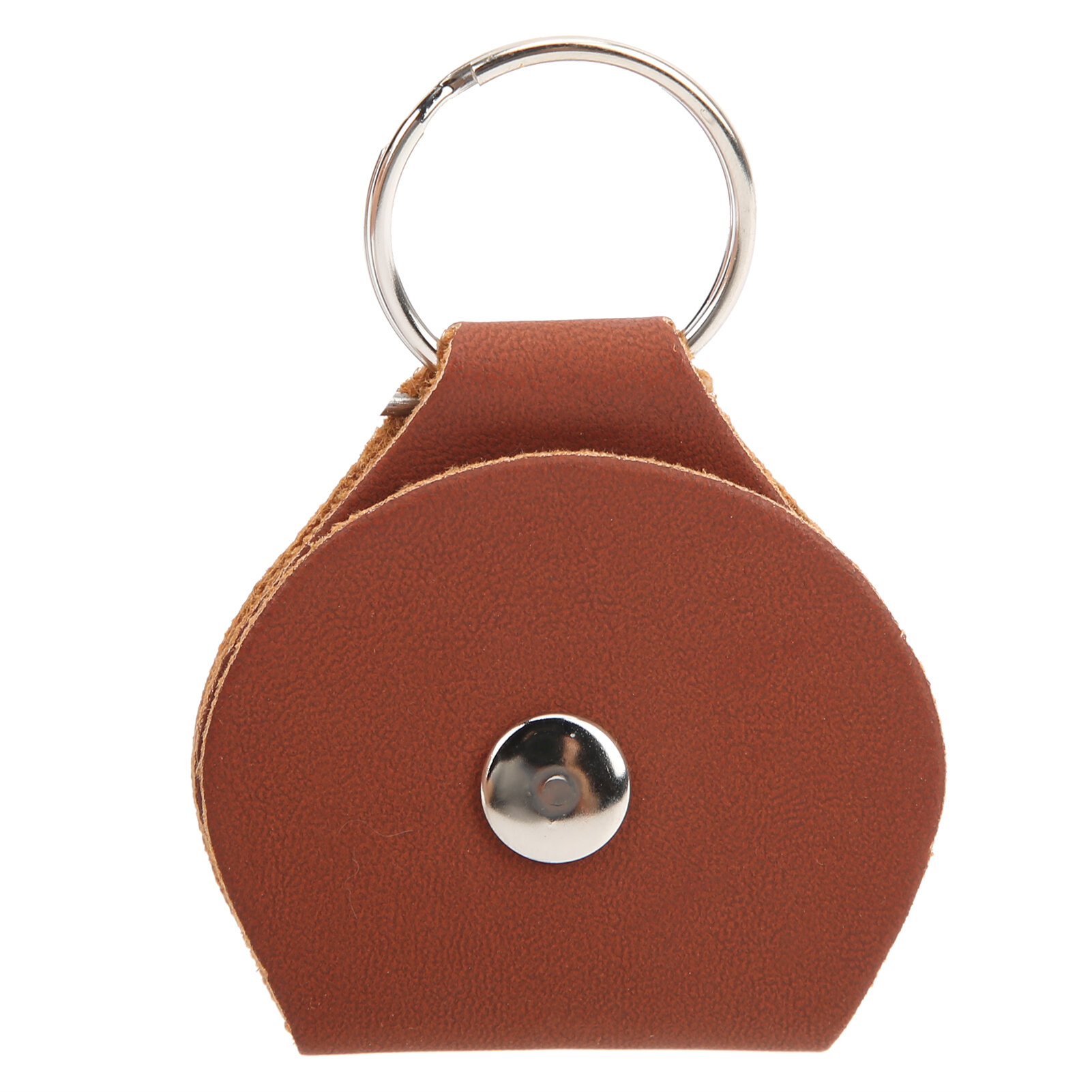 Stylish Guitar Picks Holder Soft PU Leather Plectrum Storage Case Keyring AccessoryBrown