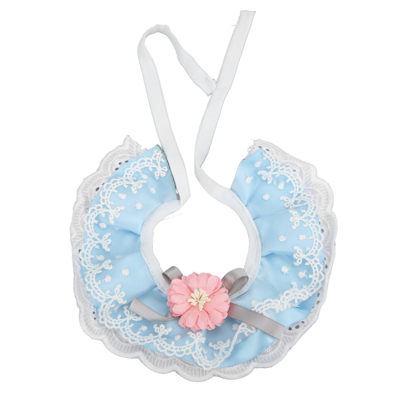 Шарф с кружевом для кошек, дышащий, мягкий и удобный, симпатичный, кружевной, принцесса, полотенце для слюней домашних животных, для маленьких и средних кошек и собак, небесно-голубой, размер S