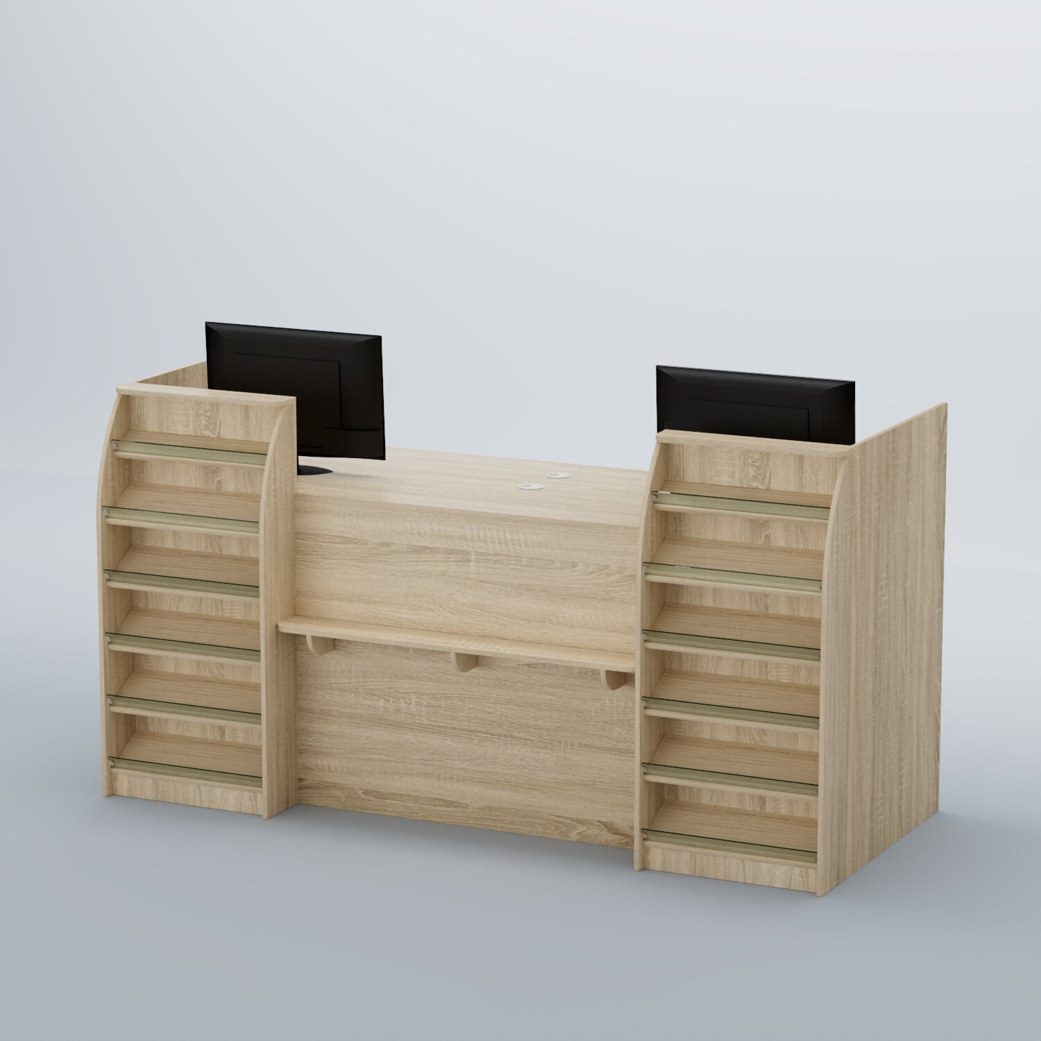 Ресепшн Атлант с фасадными наклонными полочками №3, Дуб сонома