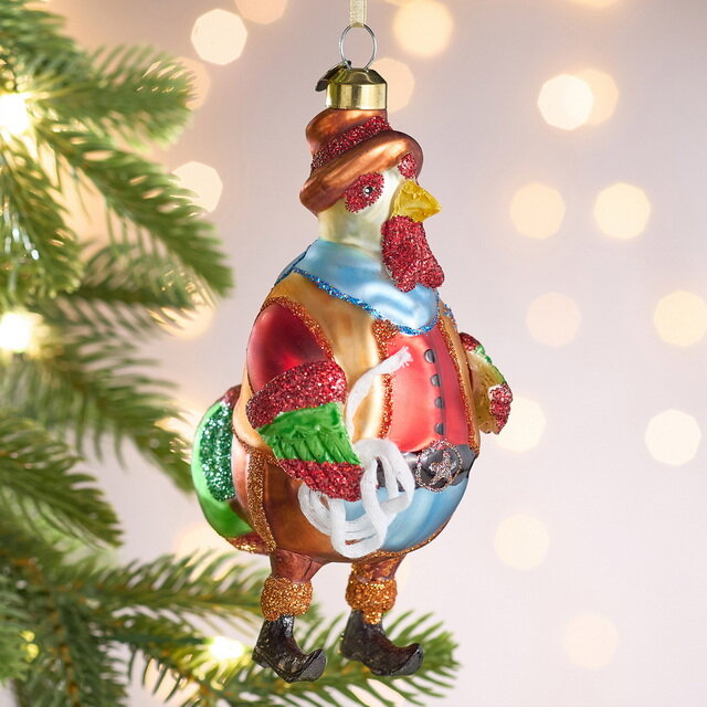 Елочная игрушка Петух Теодор 13 см, в подарочной коробке, стекло, Winter Deco, 5030135