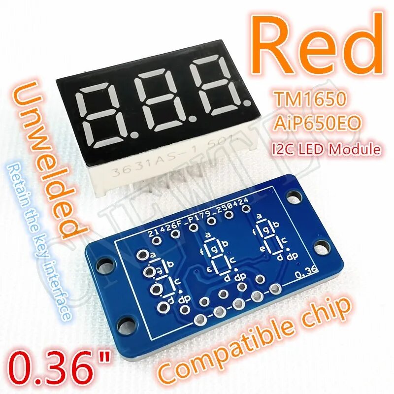 Красный 0.36" LED дисплей модуль TM1650/AiP650EO 3bit