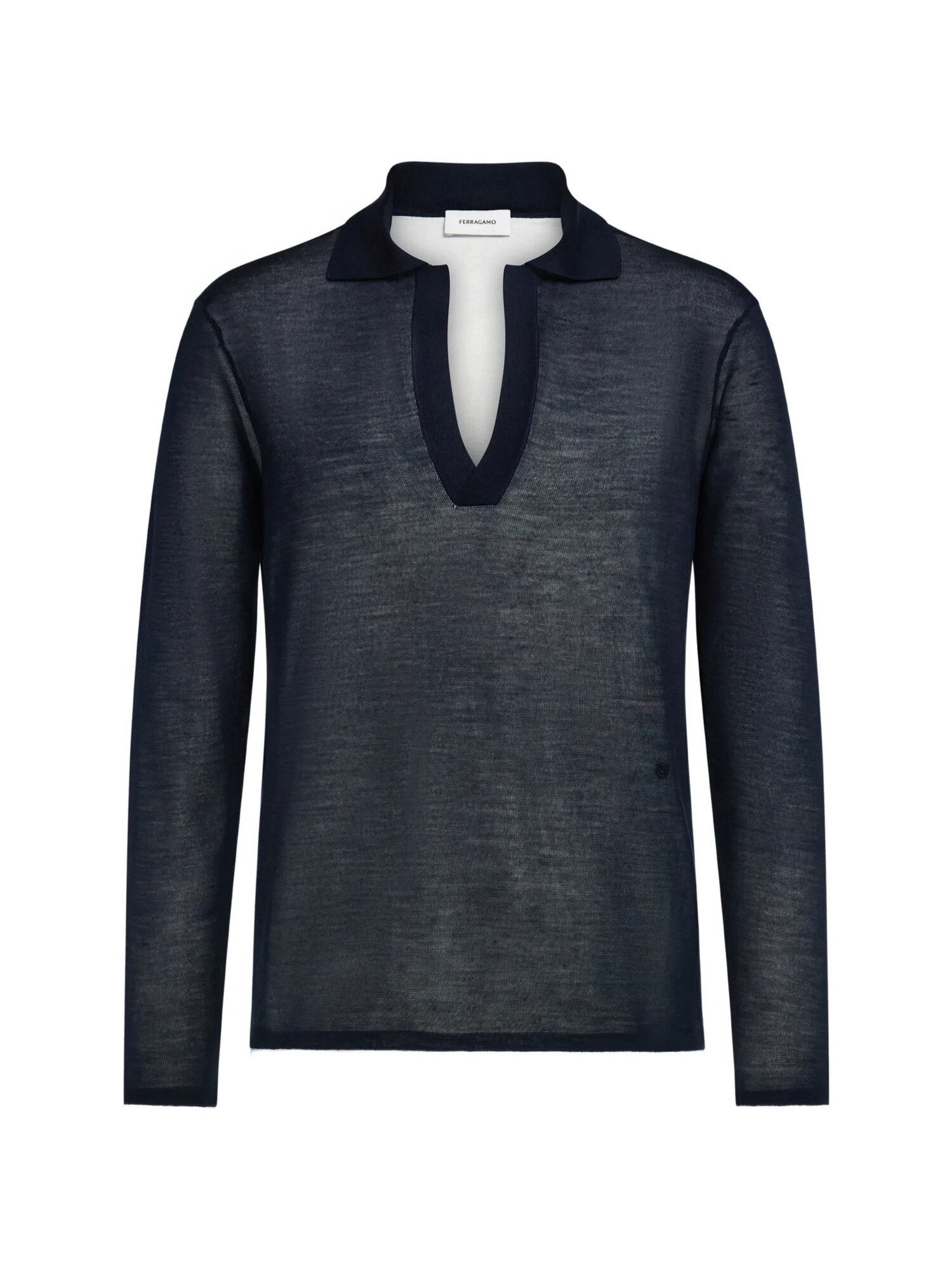 Рубашка Long sleeve knitted silk polo shirt