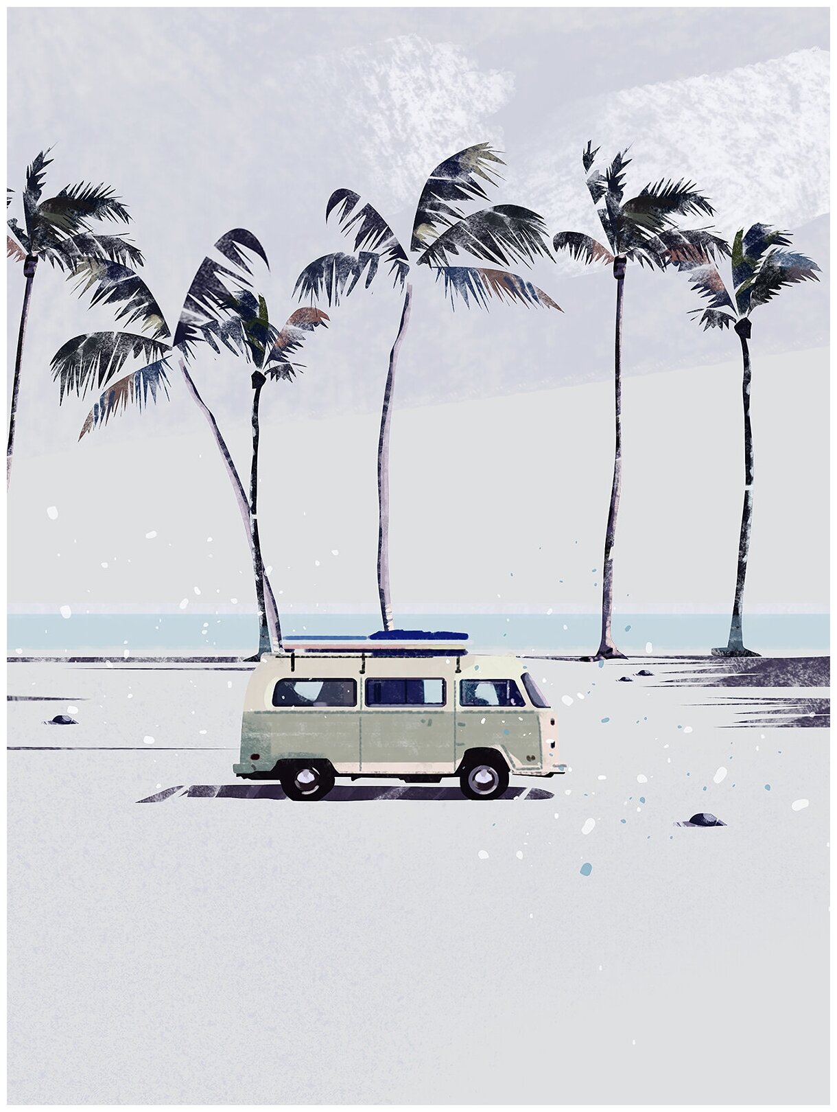 Постер / Плакат / Картина Ретро-пляж 40х50 см в подарочном тубусе