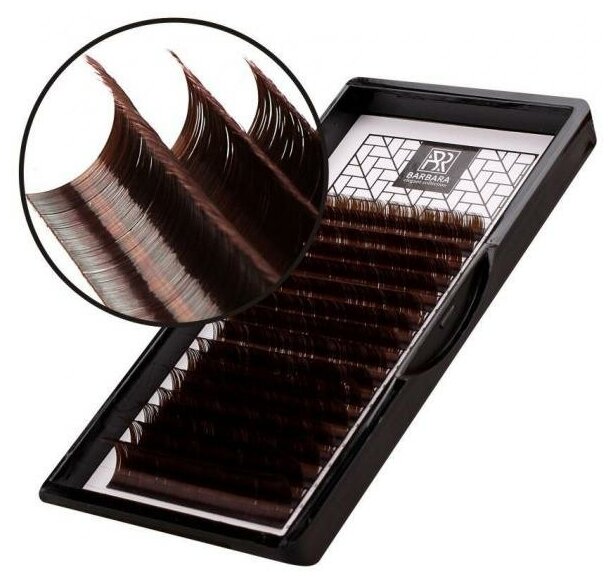 Тёмно-коричневые ресницы D 0,10 7-15мм "Горький шоколад" BARBARA микс