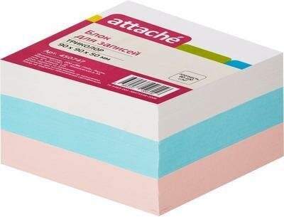 ATTACHE Запасной блок-кубик для записей "Attache", 9х9х5 см, триколор