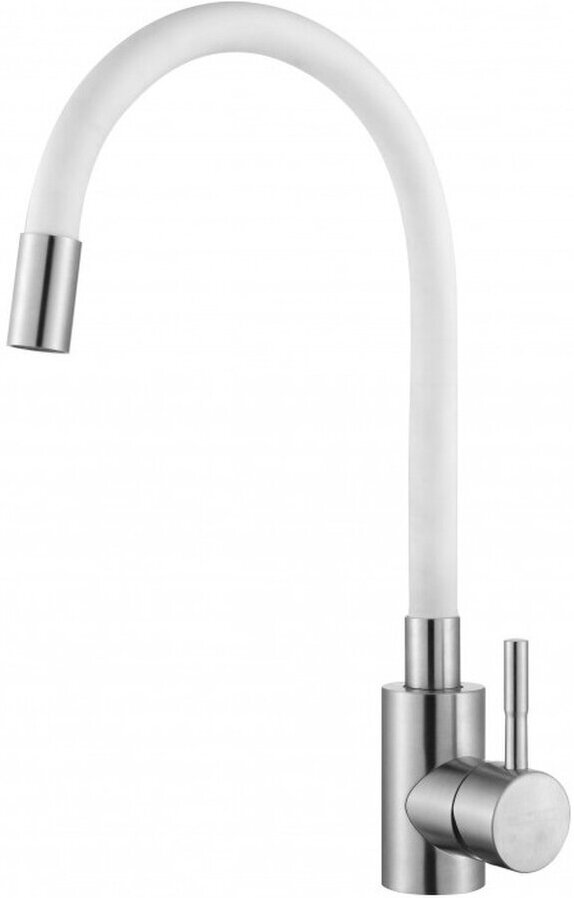 Hansen HN59304GF cмеситель для кухни, гибкий излив, нержавеющая сталь, белый